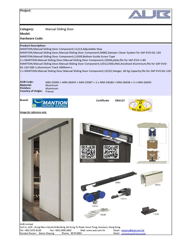 Mantion Manual Sliding Door Catalogue | PDF