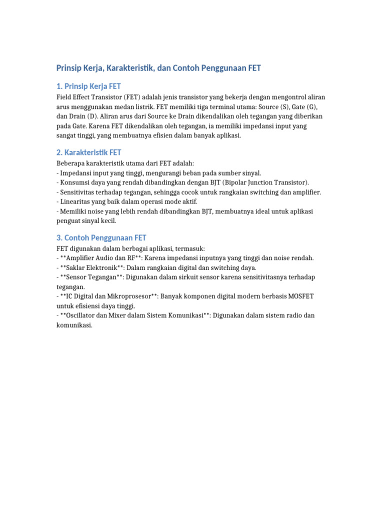 Prinsip Kerja FET | PDF