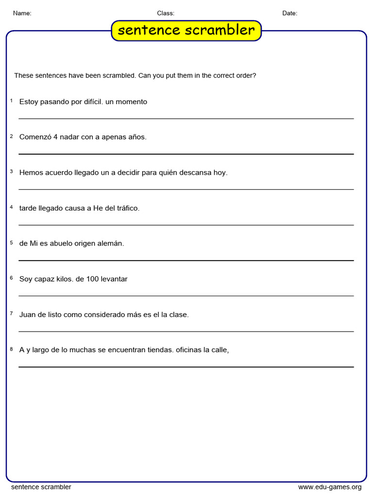 Sentence Scrambler | PDF