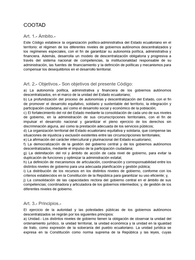 COOTAD | PDF | Gobierno