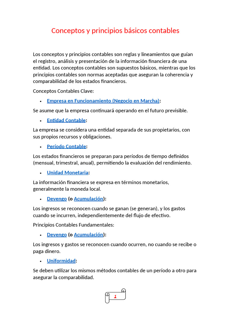 Conceptos y Principios Básicos Contables | PDF | Contabilidad | Estado financiero