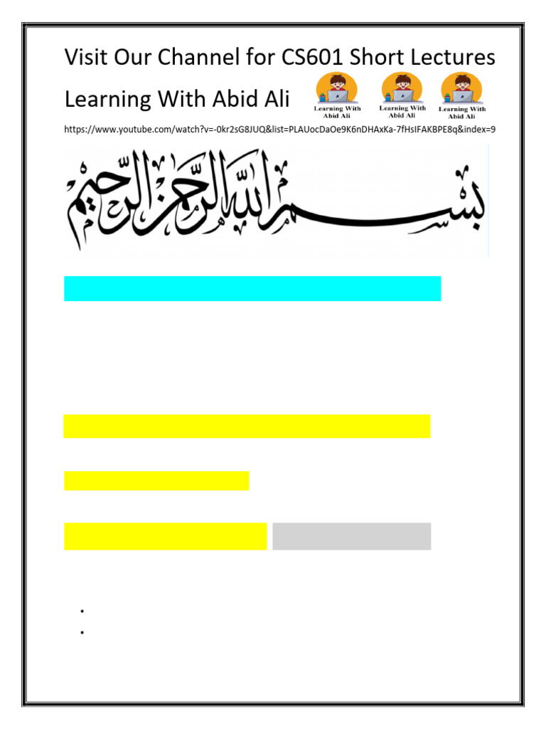 Data Communication CS601 Lecture No 31 Topic 180 To 185 by Abid Ali | PDF | Computer Network ...