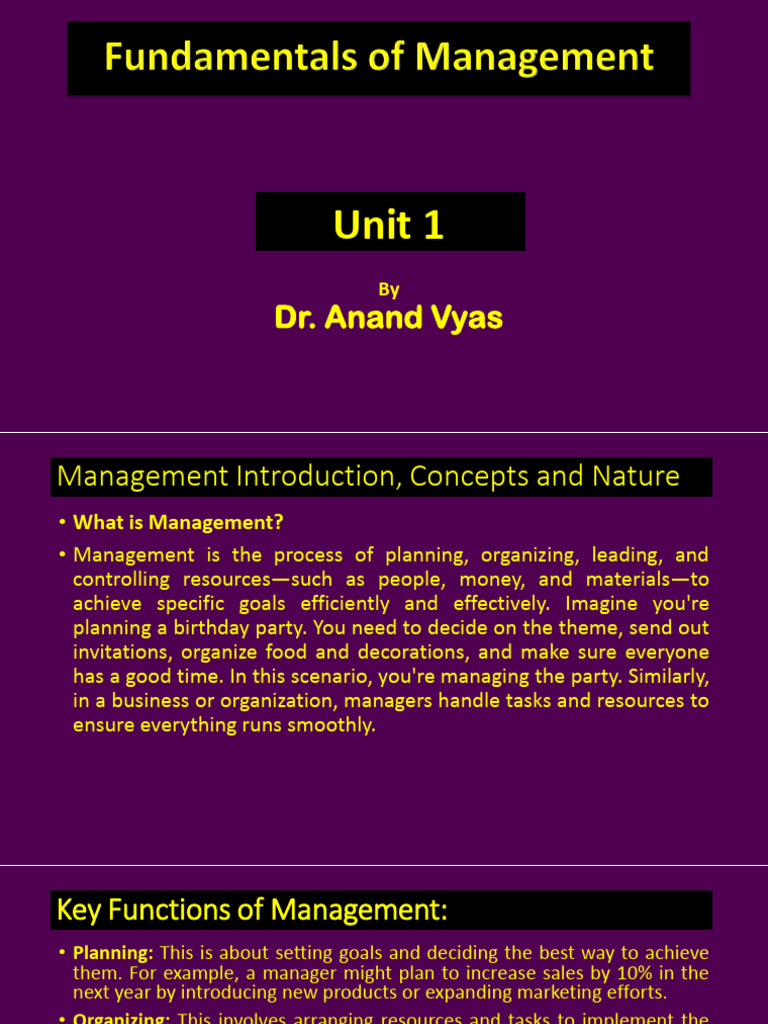 Unit 1 Fundamentals of Management | PDF | Economies | Business
