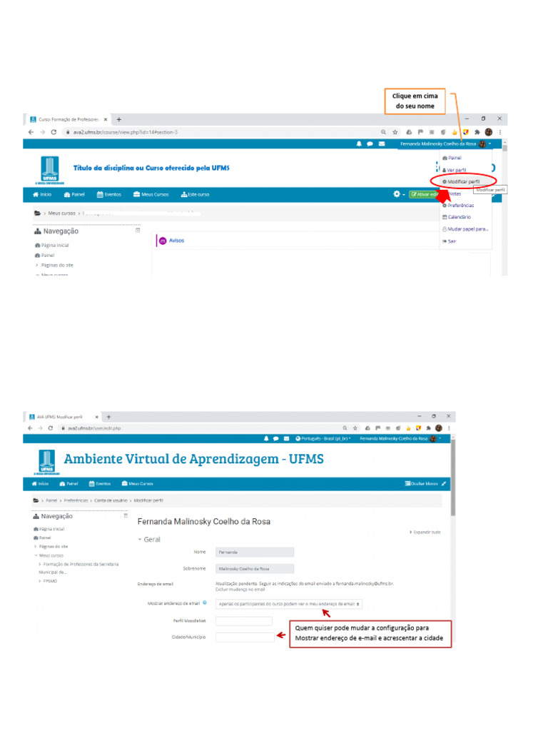 Como Modificar o Perfil e Não Receber Várias Mensagens Da Plataforma | PDF