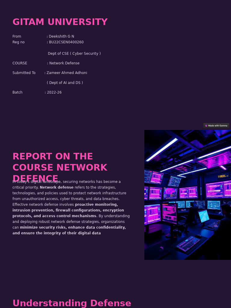 Report On The Course Network Defence | PDF | Security | Computer Security