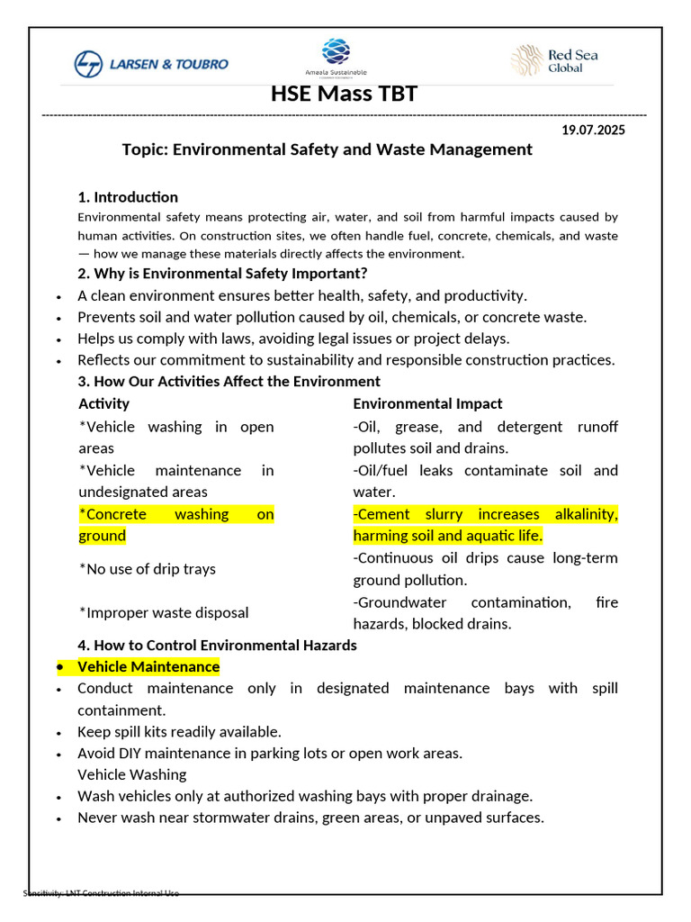 MASS TBT- Environmental Safety & Waste Management 19.07.2025 | PDF ...