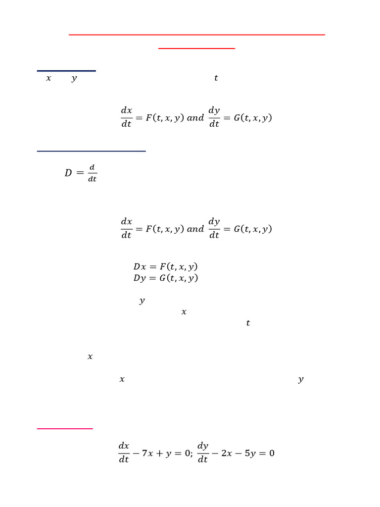 Simultaneous Linear Differential Equation | PDF | Equations | Mathematical Concepts