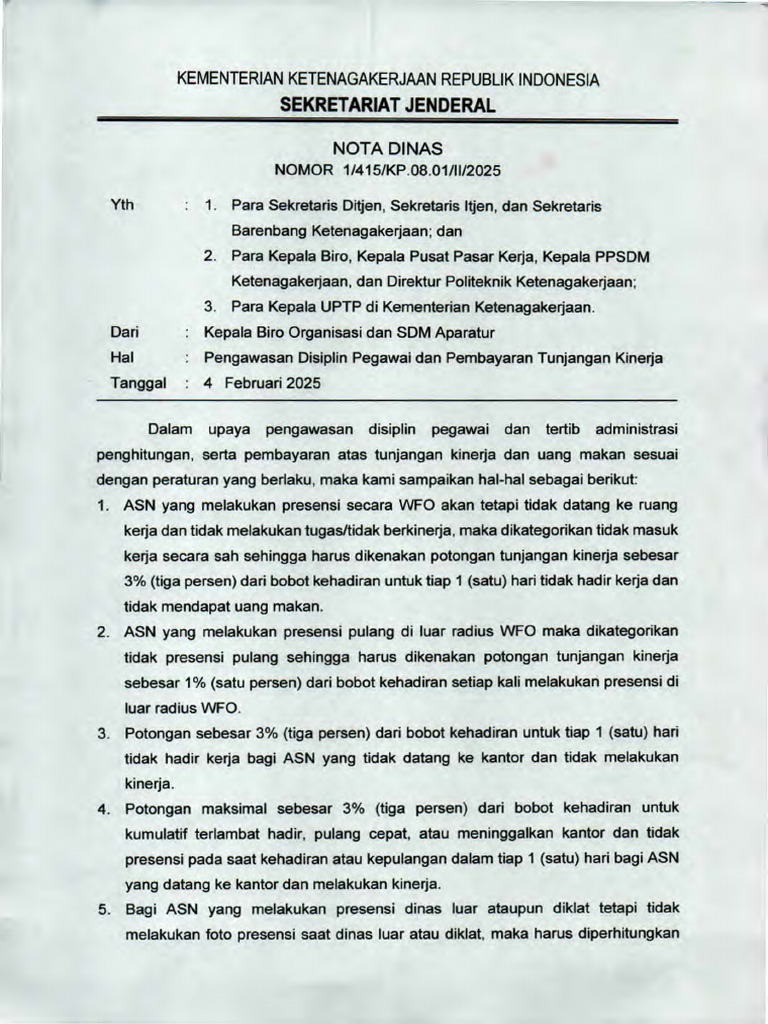 Pengawasan Disiplin ASN dan Tunjangan Kinerja | PDF