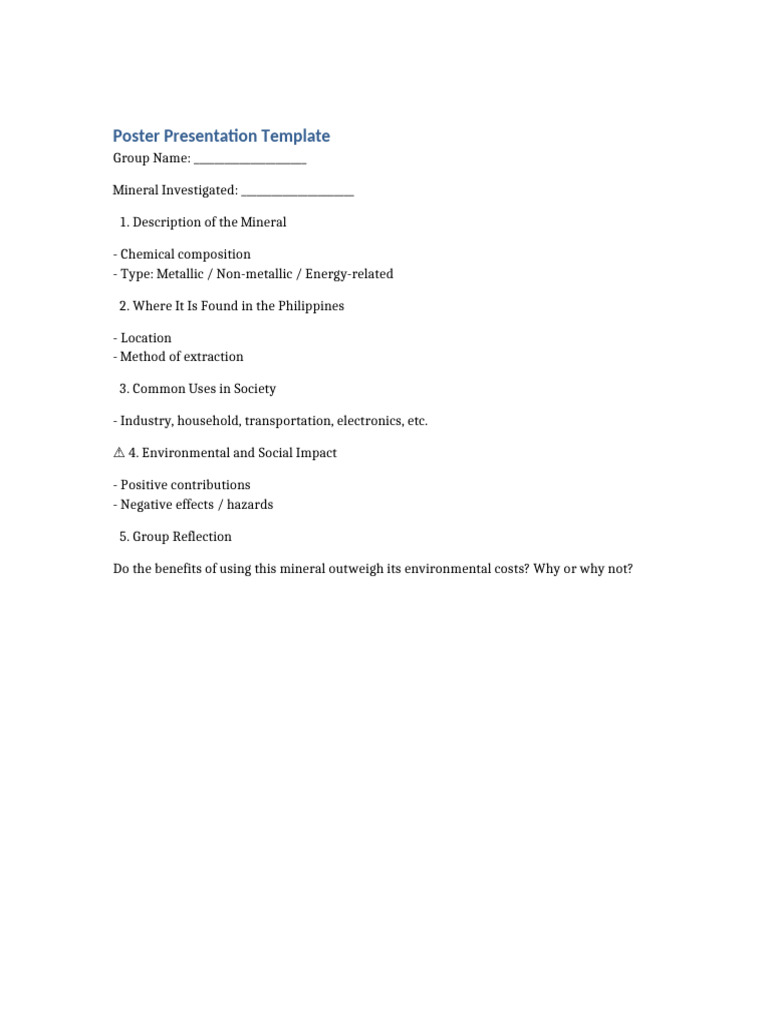Mineral Poster Template | PDF