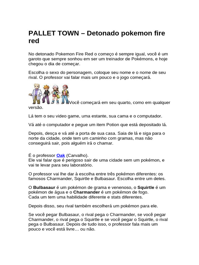 Detonado Pokemon Fire Red | PDF | Pokémon | Jogos da Nintendo