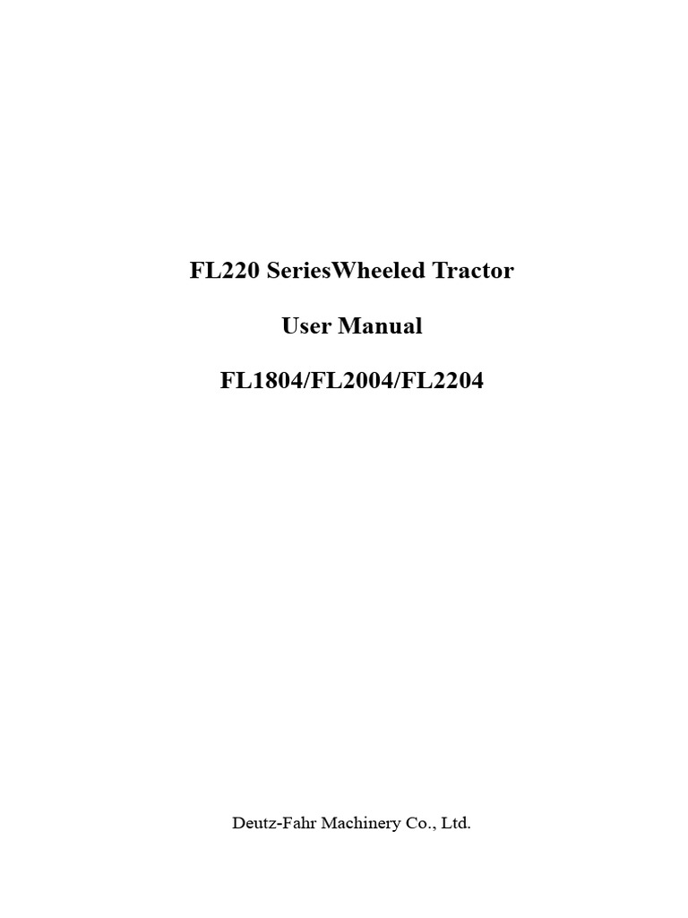 FL220 Series Tractor User Manual | PDF | Tractor | Vehicle Technology