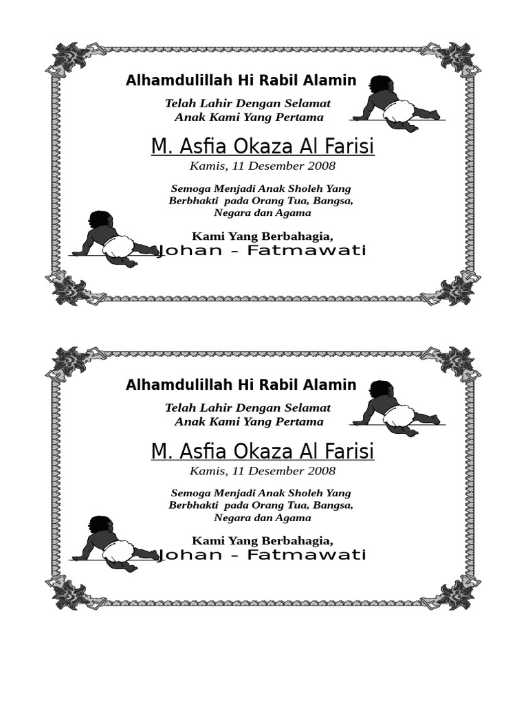 Kelahiran Anak Pertama Johan-Fatmawati | PDF