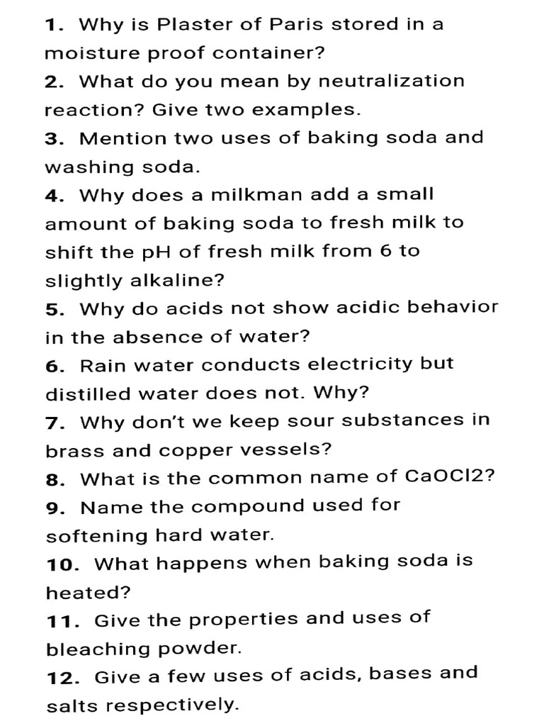 Chapter 2 Chemistry Notes and Questions | PDF | Acid | Ph