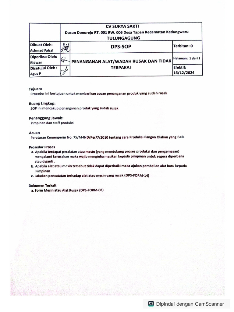 Penanganan Alat Atau Wadah Rusak | PDF