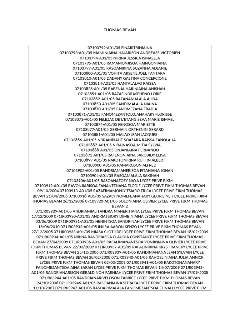 BEPC Thomas Bevan | PDF