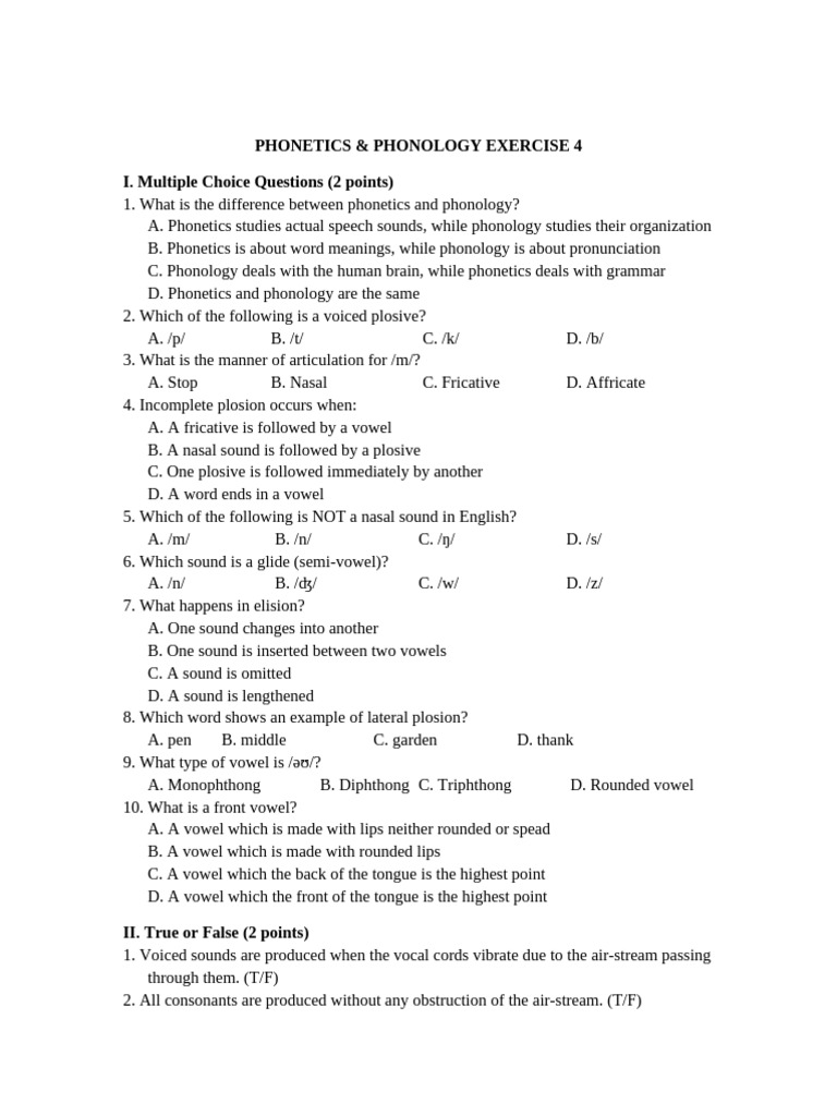 Phonetics Phonology Test Units 1-3 | PDF | Vowel | Phonetics