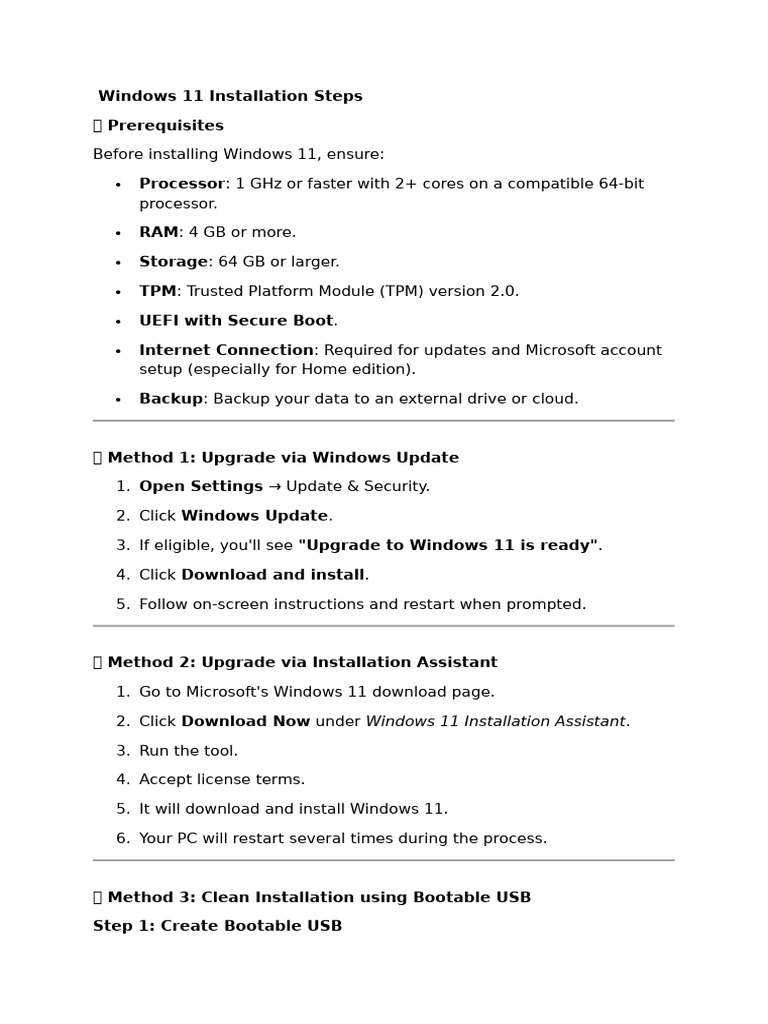 Windows 11 Installation Steps | PDF