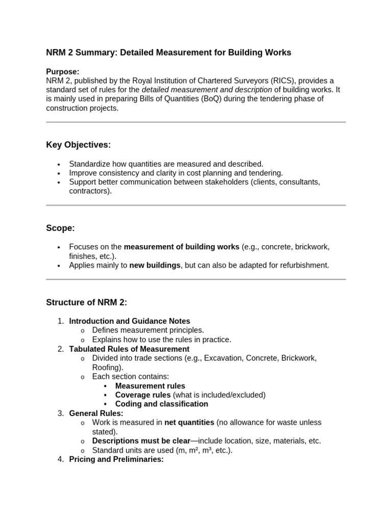 NRM 2 Summary | PDF