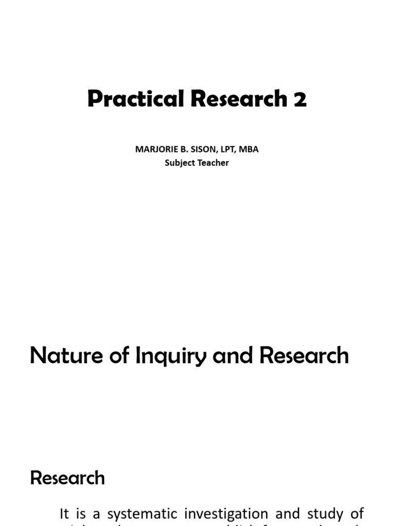 PR2-WK1-3-Nature of Inquiry and Research | PDF | Quantitative Research | Experiment