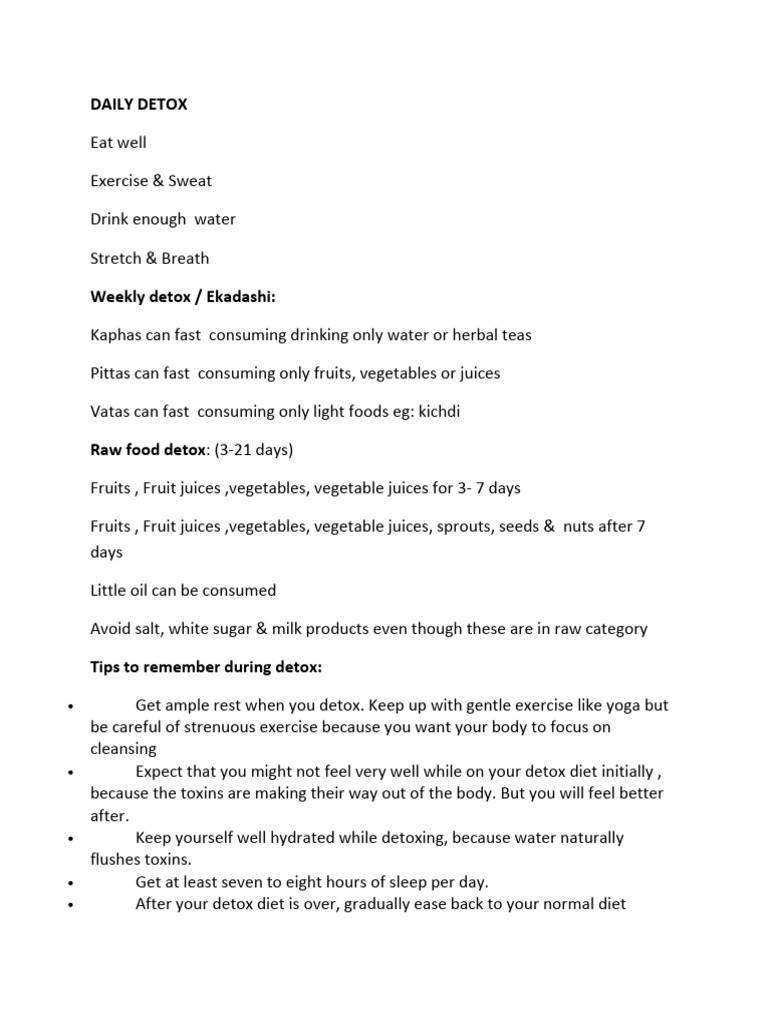 Daily Detox Plan for Enhanced Wellness | PDF