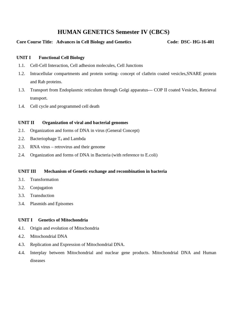 HUMAN GENETICS Semester IV F183bd5a 0053 45b5 8f41 E92e5e3998cc | PDF ...