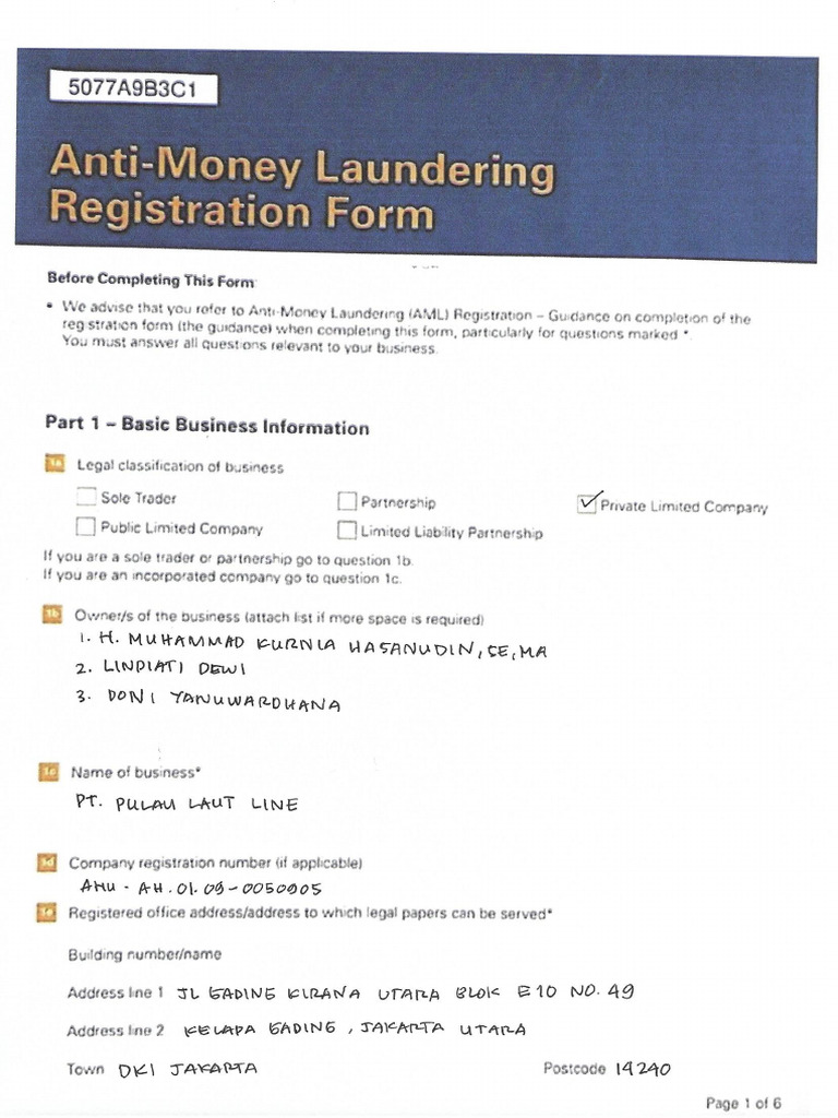Anti Money Laundering Form | PDF