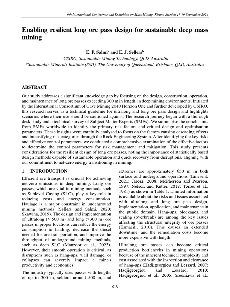 Resilient Design of Long Ore Passes | PDF | Mining | Risk