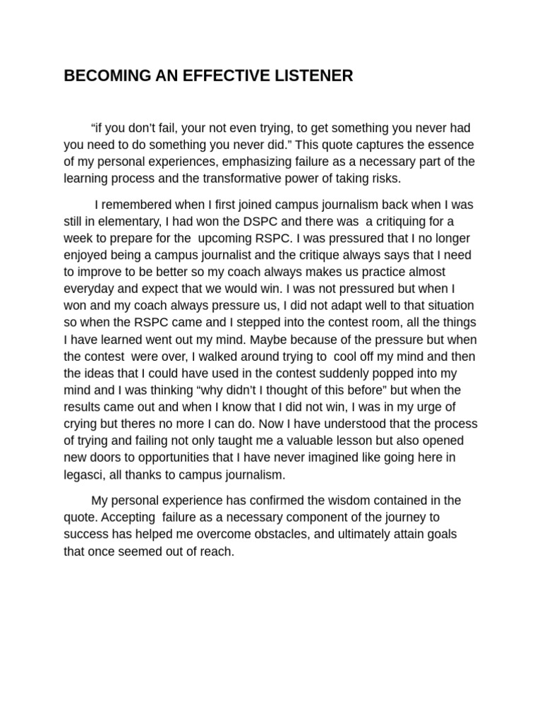 Becoming An Effective Listener | PDF