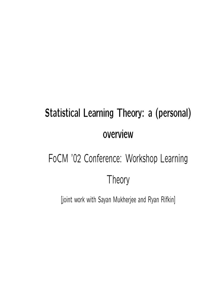 Overview of Statistical Learning Theory | PDF | Support Vector Machine ...