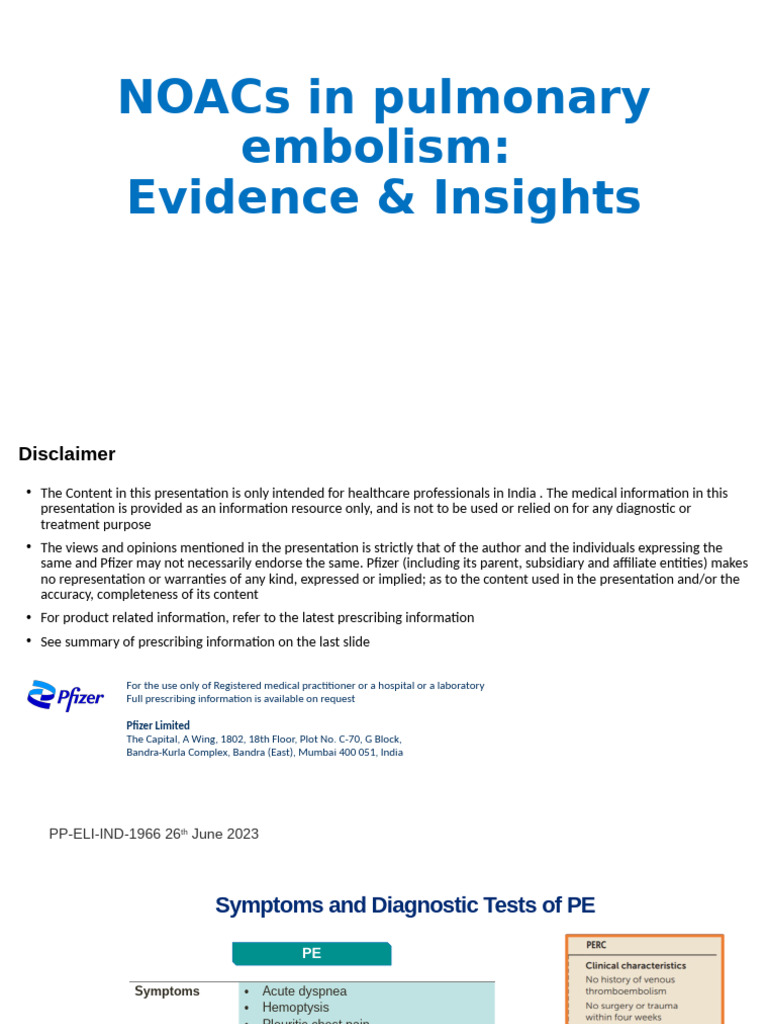 NOACs in Pulmonary Embolism | PDF | Thrombosis | Cardiovascular System