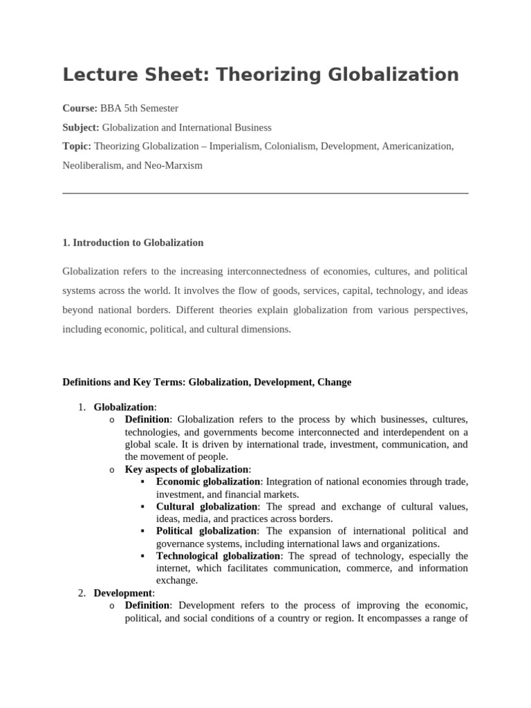 Theories of Globalization Explained | PDF | Globalization | Capitalism