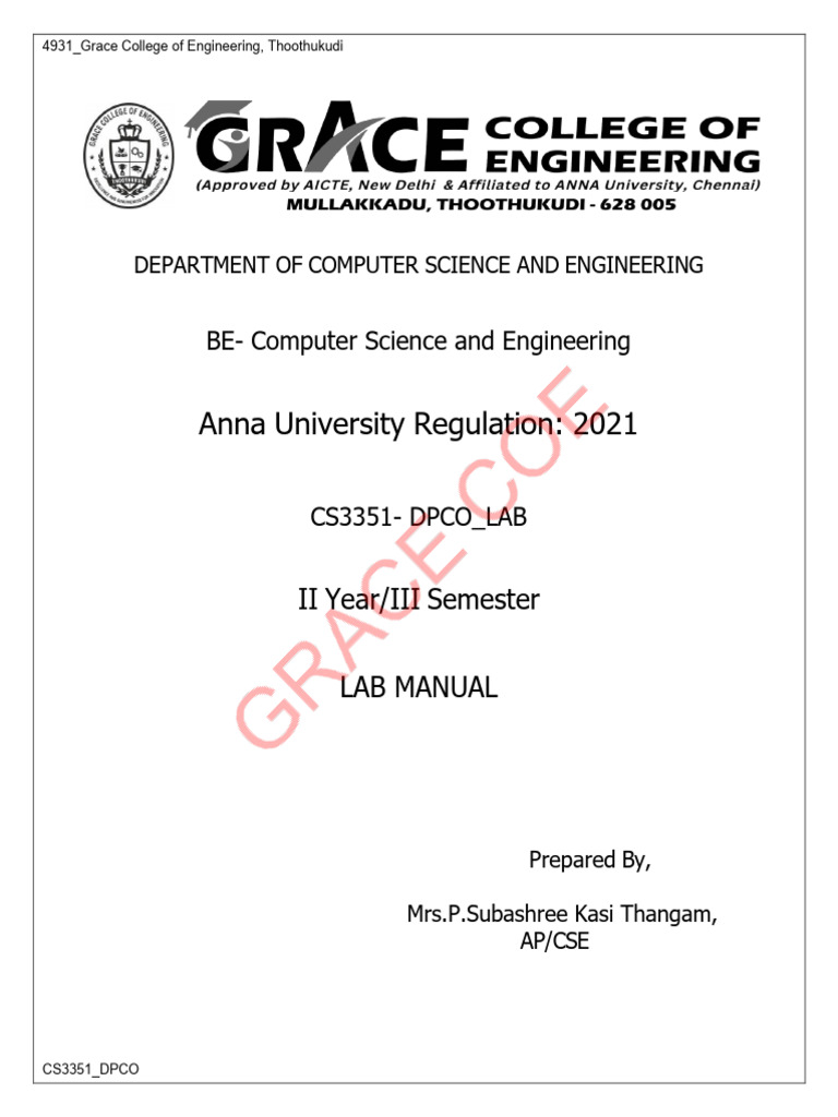 CS3351 Dpco Lab Manual | PDF | Logic Gate | Electrical Circuits