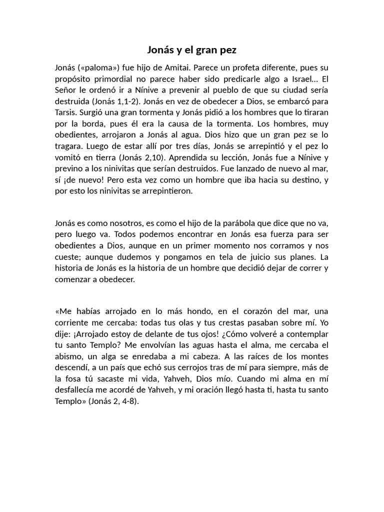Jonás y El Gran Pez | PDF