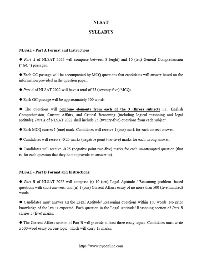 NLSAT 2022 Syllabus Overview | PDF