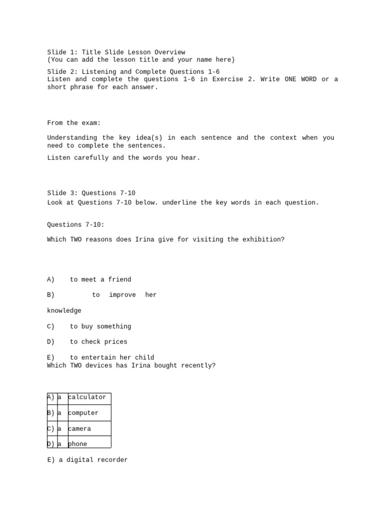 Listening Exercise on Electronic Devices | PDF