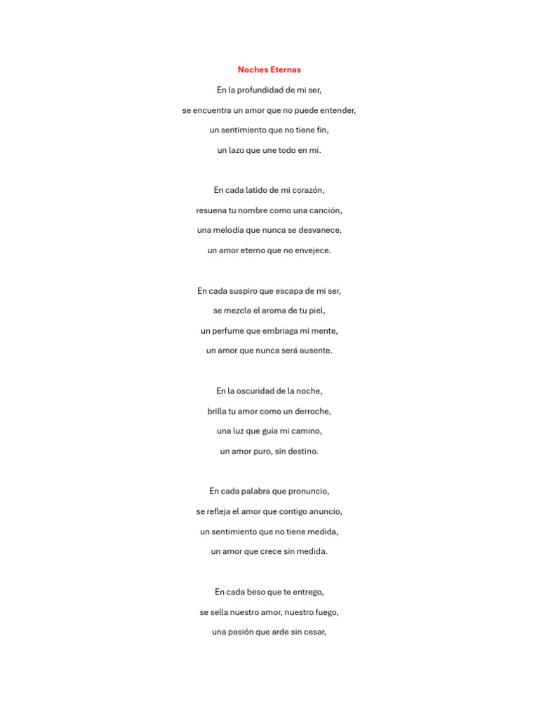 Amor Eterno: Poema de Pasión Profunda | PDF