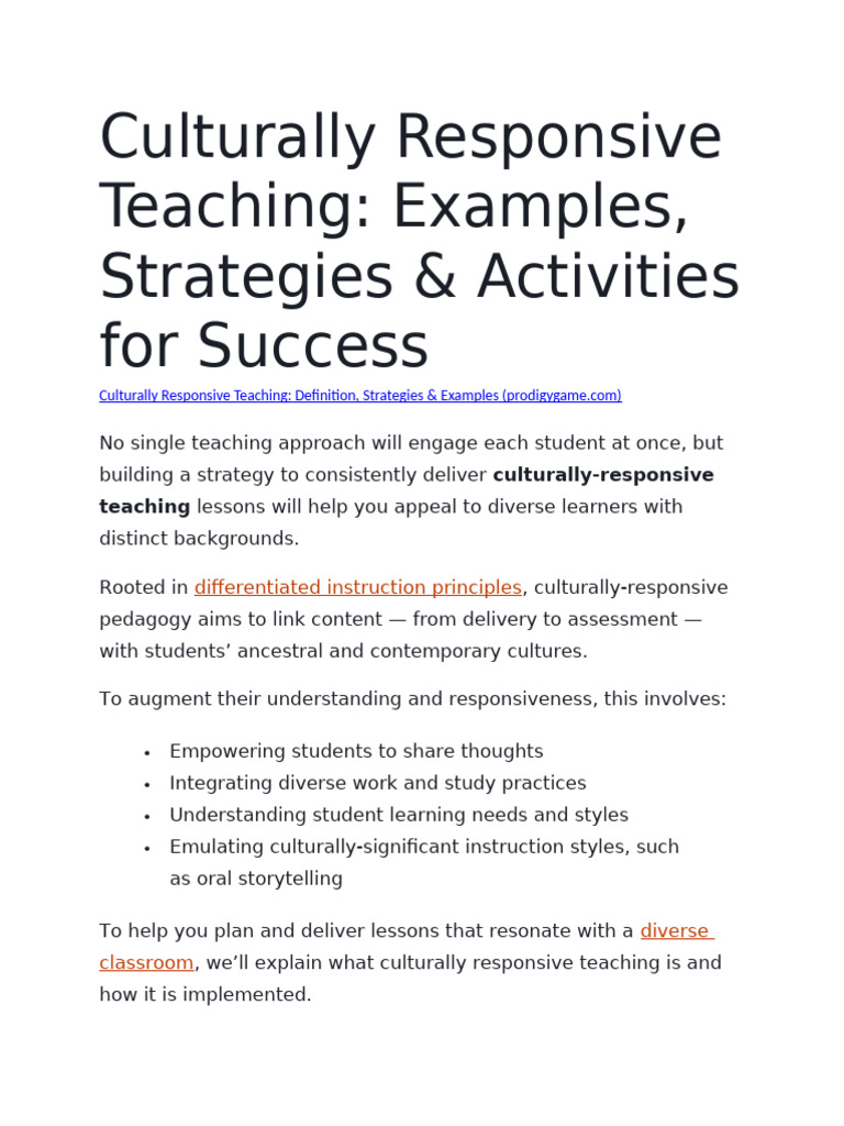 Additional Topics in Unity and Diversity Report | PDF | Learning | Pedagogy