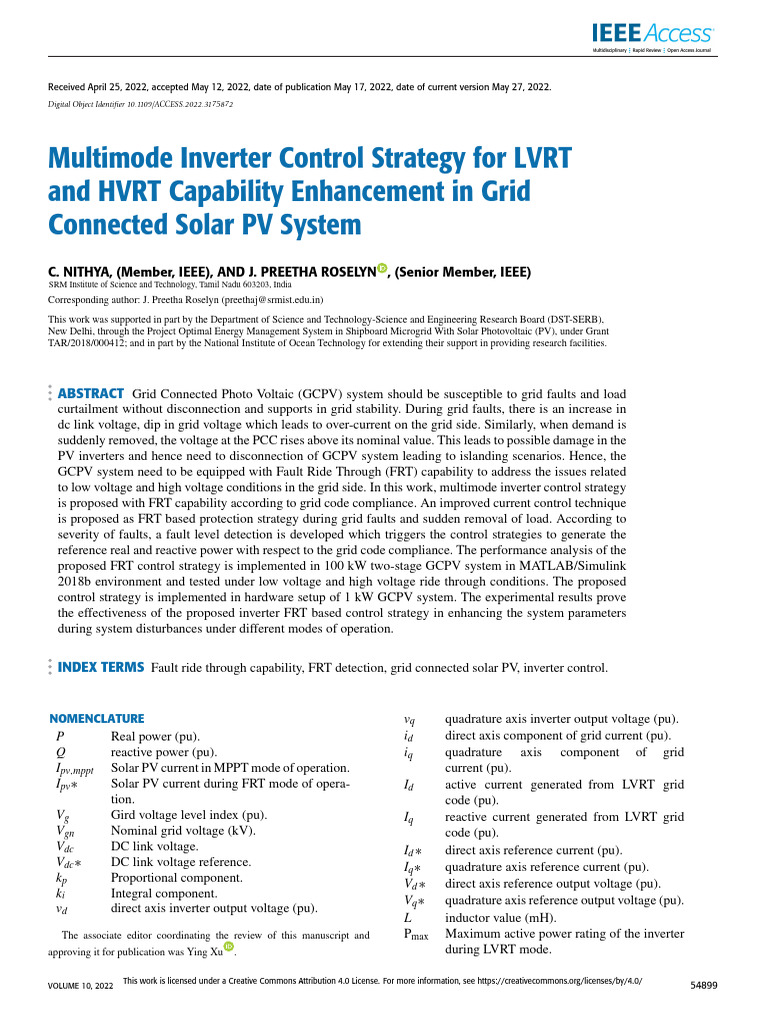 Multimode Inverter Control Strategy For LVRT and H | PDF | Power ...