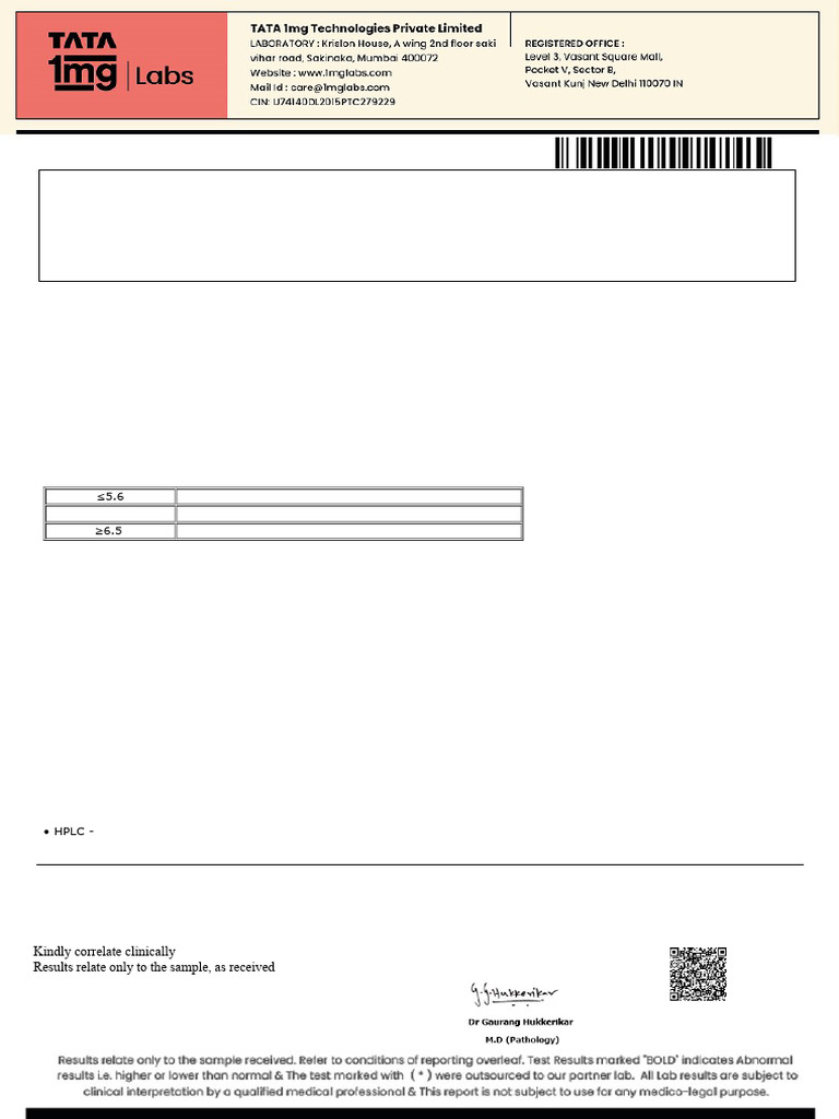 HbA1c Test Report for Ms. Manjeera Sadhu | PDF | Glycated Hemoglobin ...