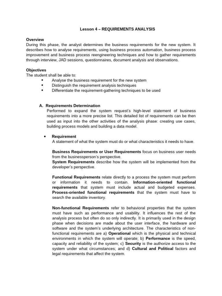 Requirements Analysis Techniques Guide | PDF