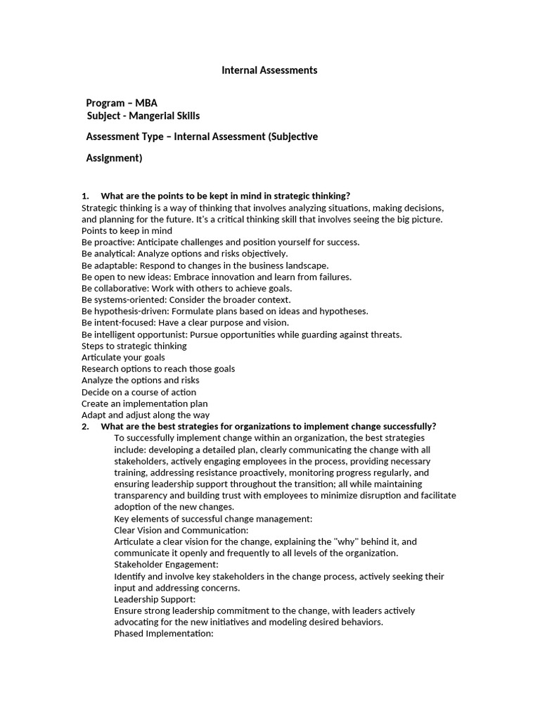 Managerial Skills-Assignment 2 - Answer | PDF | Risk | Risk Management