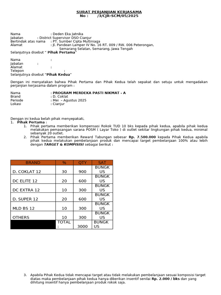 Spks XXX Merdeka Pasti Nikmat 2025 - Paket A - Nama Karta | PDF