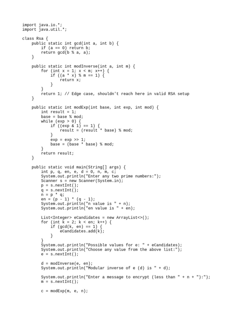 Rsa Java | PDF