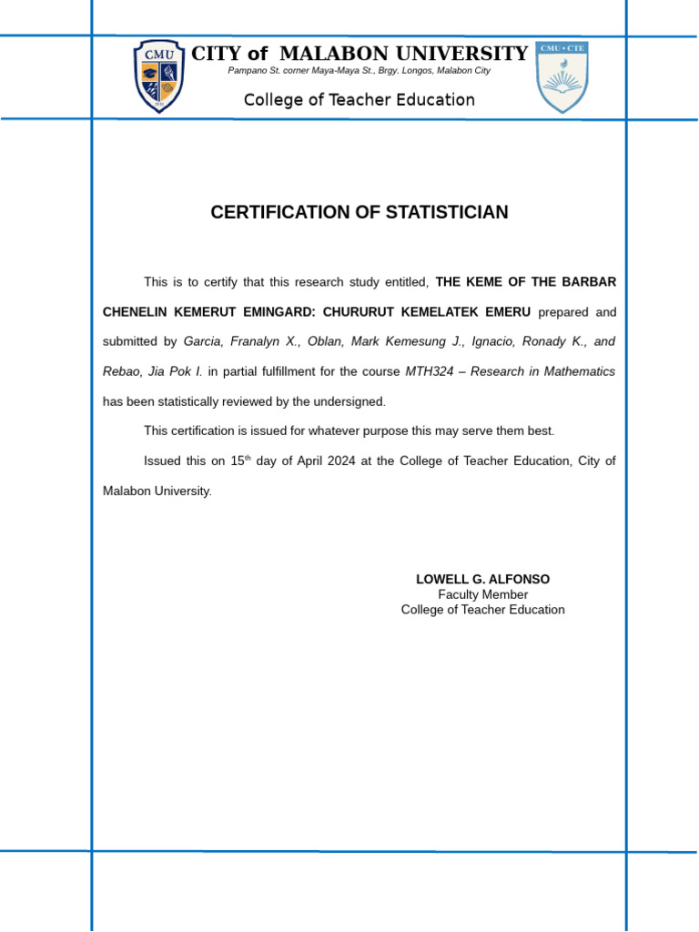 Official Statistician Certification | PDF