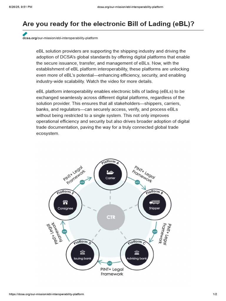 DCSA - EBL Interoperability Platform | PDF | Interoperability | Bill Of Lading