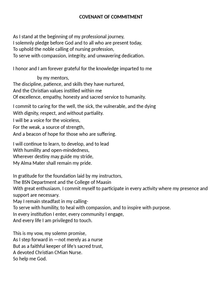 Covenant of Commitment | PDF