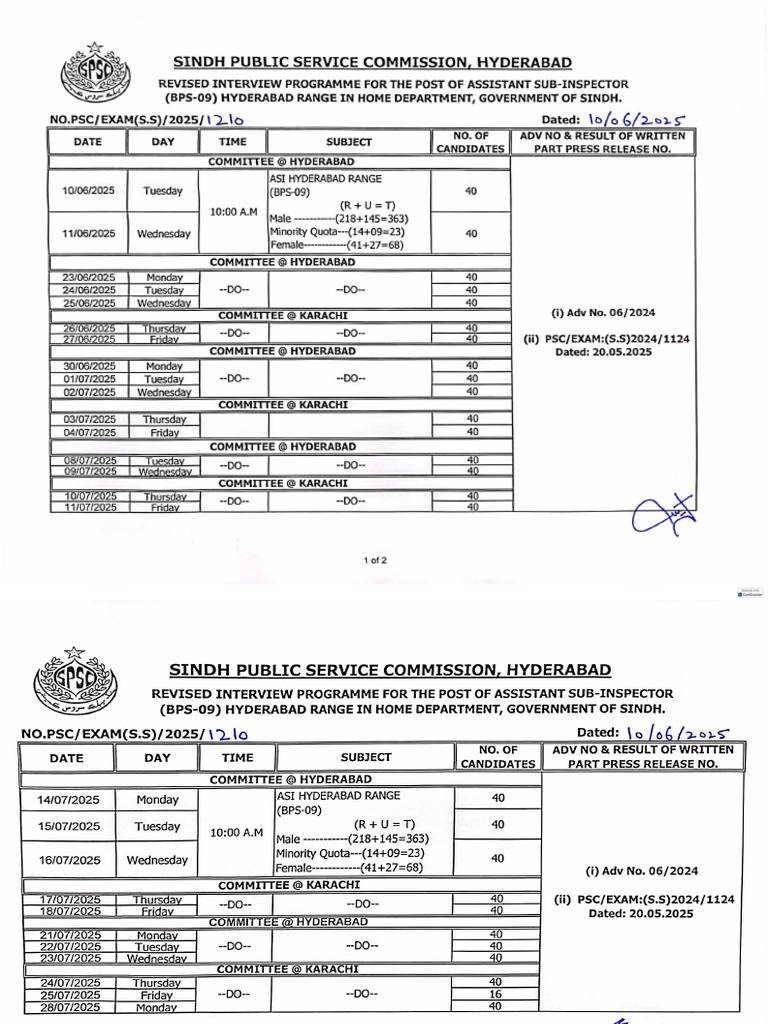 HTTPSSPSC - gos.PkInterview ProgramsJune2025Revised IP ASI Hydrng PDF | PDF