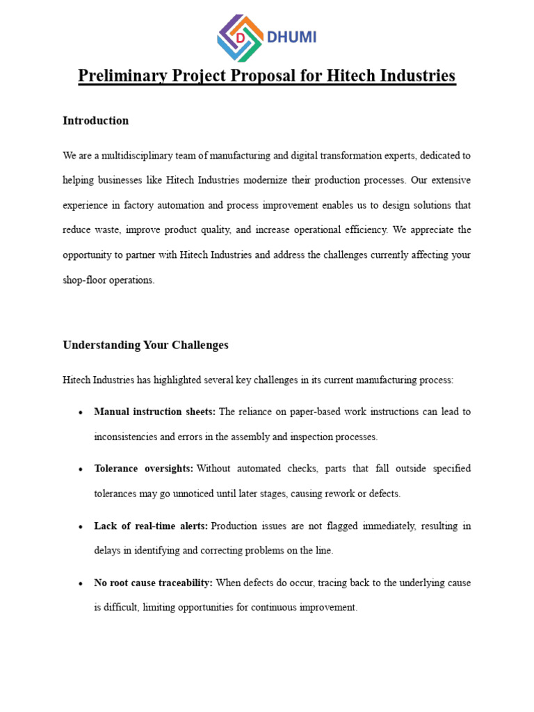 Preliminary Project Proposal For Hitech Industries | PDF | Data Management | Information Science
