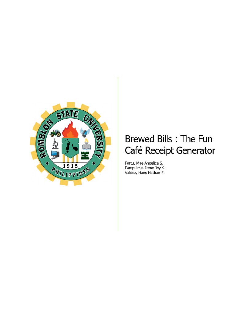 Brewed Bills The Fun Café Receipt Generator | PDF | Receipt | Coffeehouse