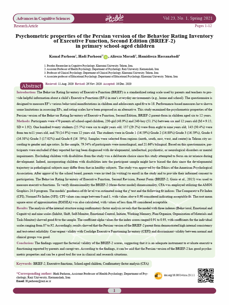 Brief Questionnaire Example | PDF | Psychology | Psychological Concepts